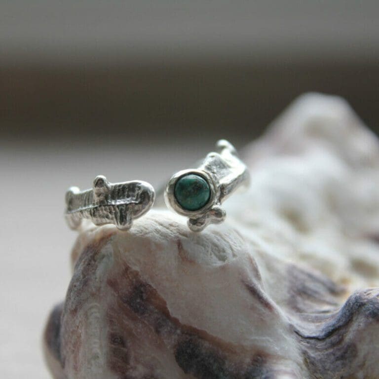 Cuttlefish Cast Sterling Silver Ring with Turquoise | The British Craft ...
