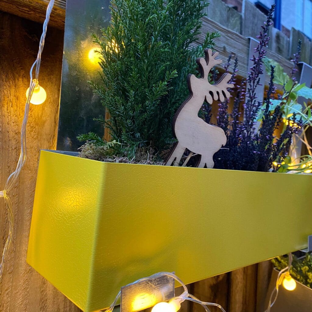 40cm Long Yellow Window Box Style Handmade Metal Planter, with Rubber ...