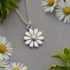 Argentium Silver Daisy Heart Pendant Necklace - The British Craft House