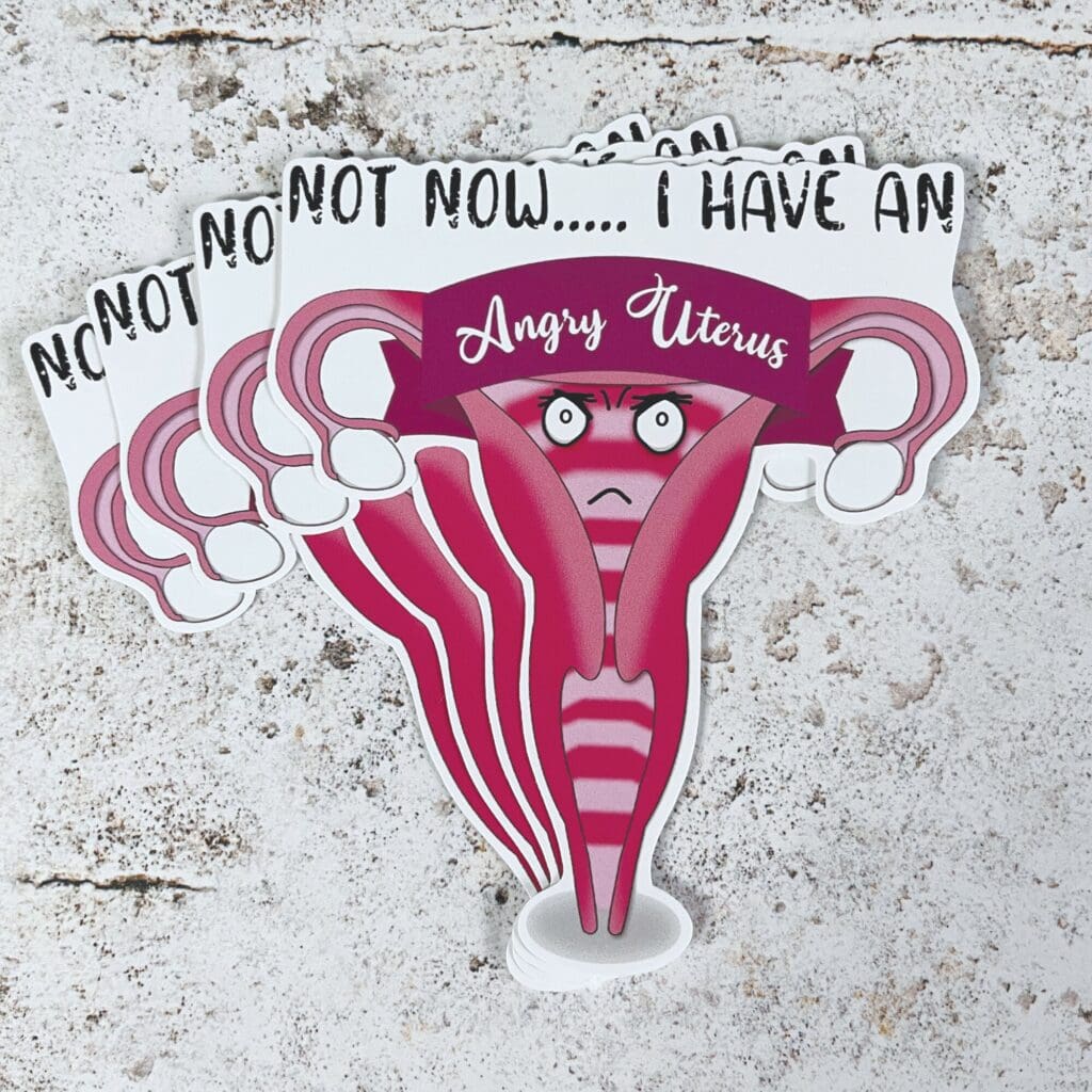 Angry Uterus Sticker, Endo and Adeno warrior gift, 10cm vinyl sticker ...