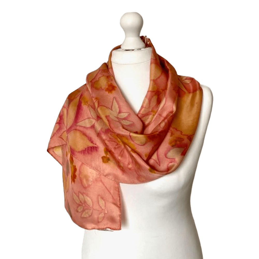 Naturally Dyed Peach Silk Scarf | TBCH