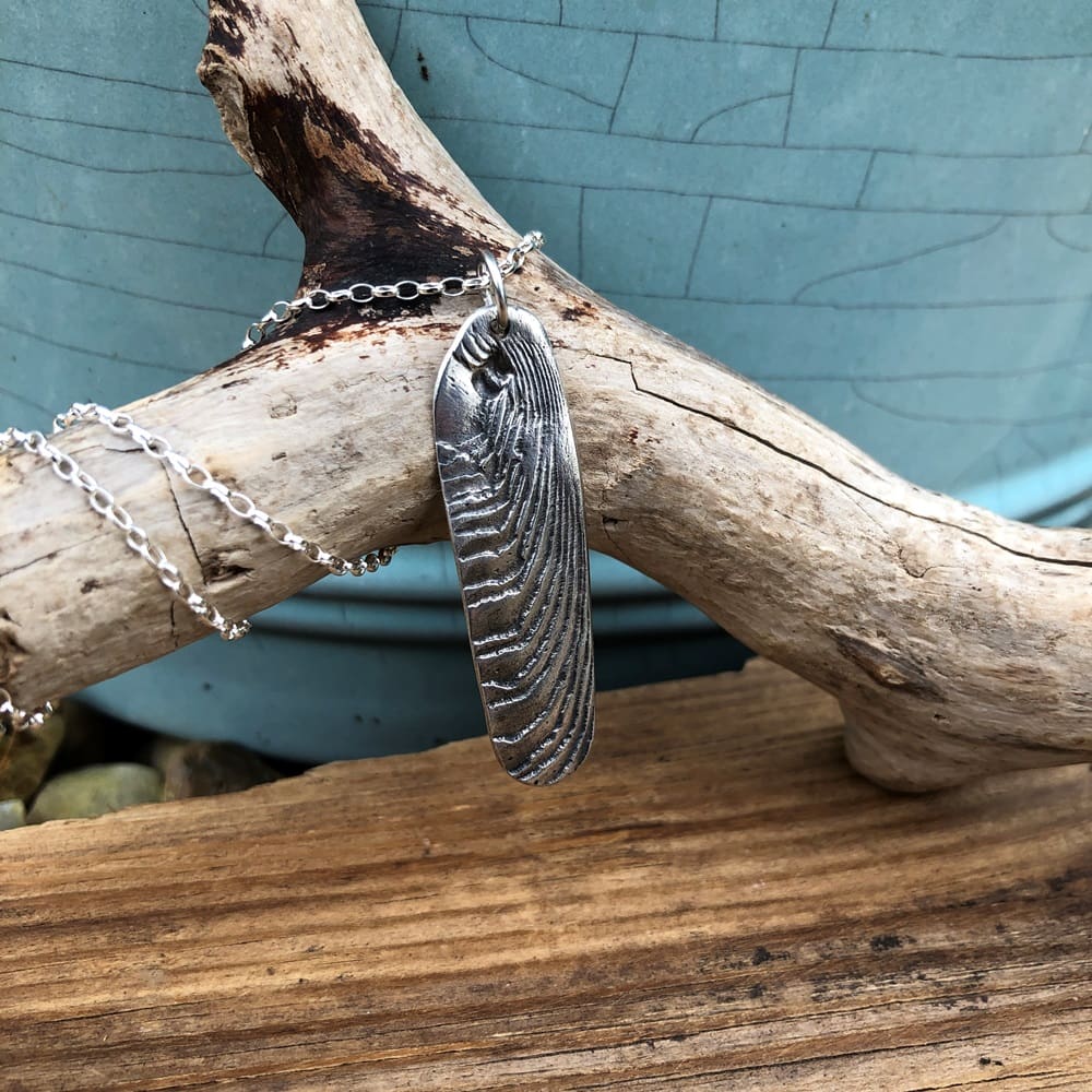 Recycled Silver Necklace Textured with Cuttlefish - The British Craft House