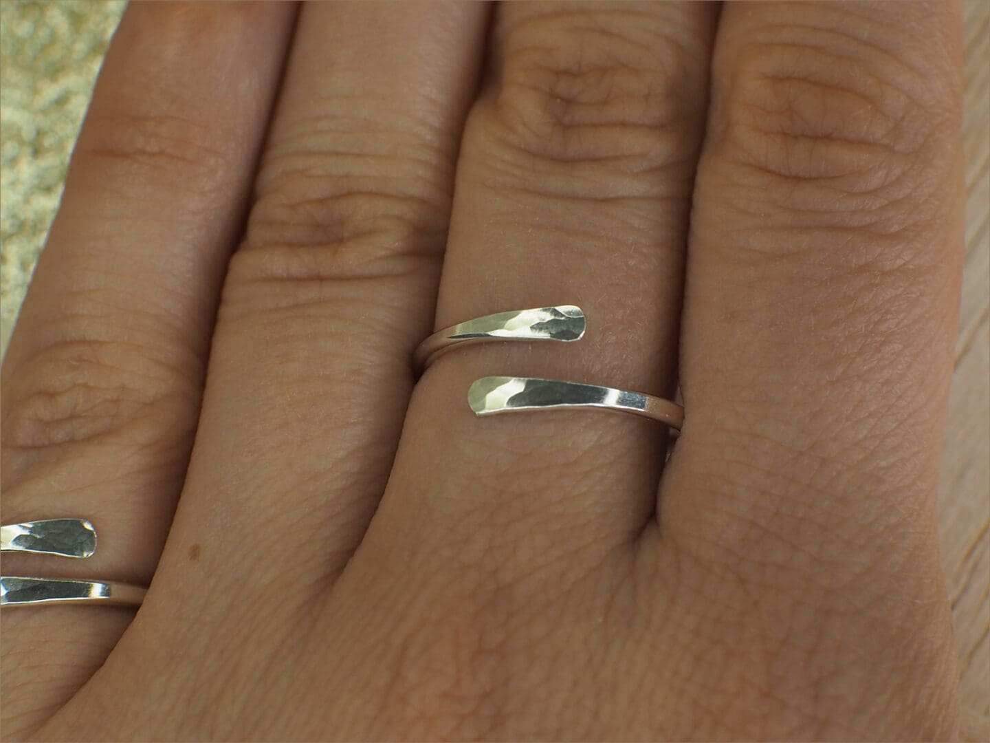 Sterling Silver Hammered Adjustable Wrap Ring | The British Craft House